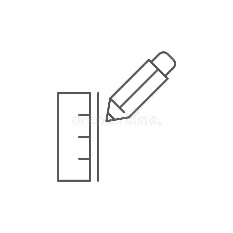 Ruler and Pencil Vector Icon Symbol Isolated on White Background Stock ...