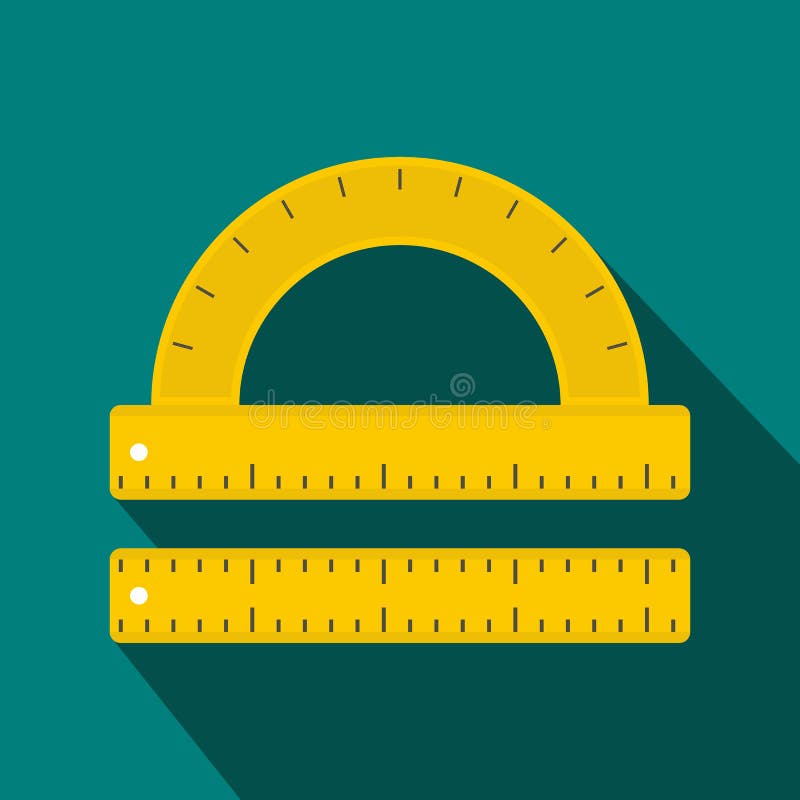 Ruler and Protractor Icon, Flat Style Stock Vector - Illustration of ...
