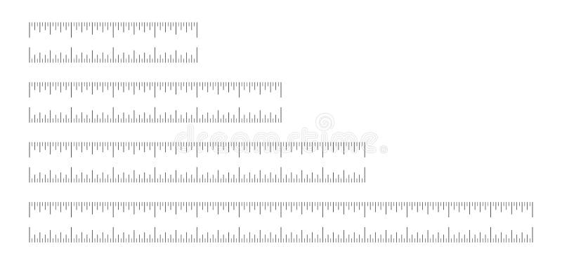 Ruler Scale, Measuring Chart with 4, 6, 8, 12 Inches Set. Length ...