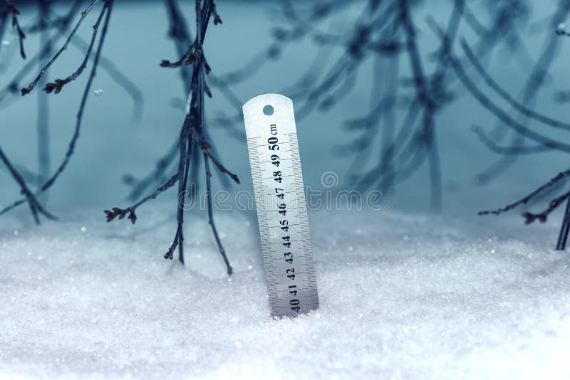 Ruler or Yardstick Stuck in Snow Measuring the Snow Depth of 7 Inches ...