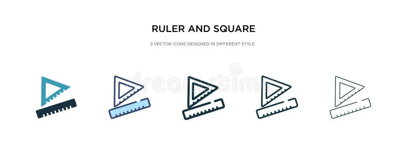 Ruler and Square Measuring Tools Icon in Different Style Vector ...