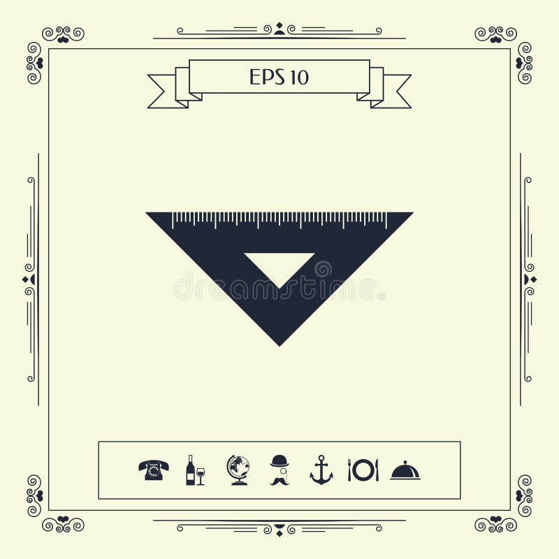 The ruler triangle icon stock vector. Illustration of tool - 123209416