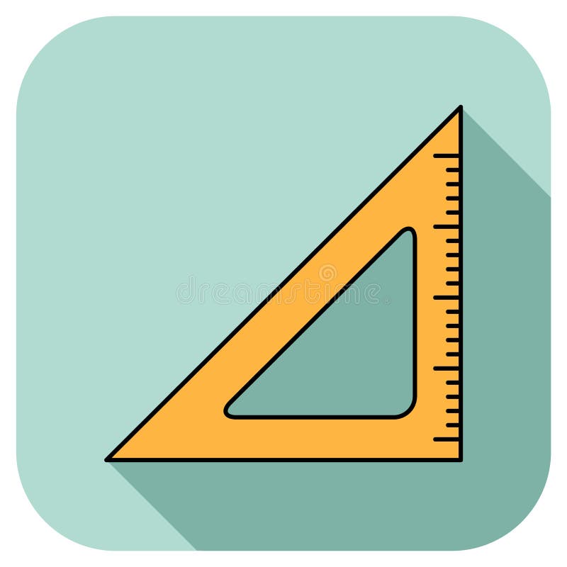 Ruler Triangle Icon Vector in Flat Style with Black Outline Stock ...