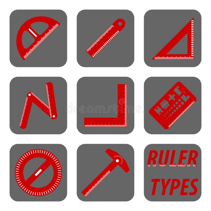 Ruler types set stock vector. Illustration of mathematics - 66089392