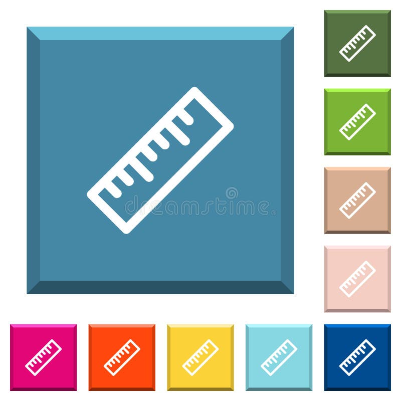 Ruler White Icons on Edged Square Buttons Stock Vector - Illustration ...
