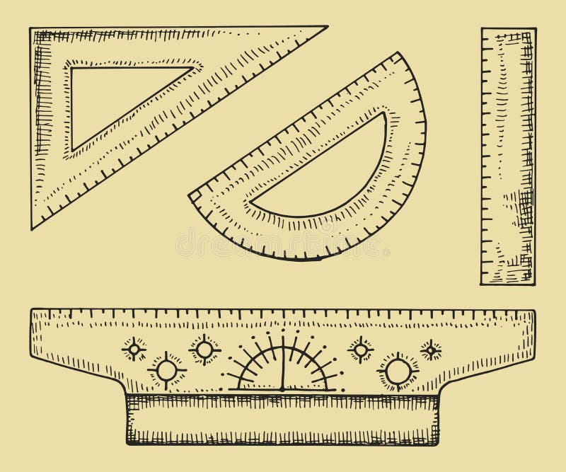 Rulers for Stationery Geometric. Vector Hand Drawing Stock Illustration ...