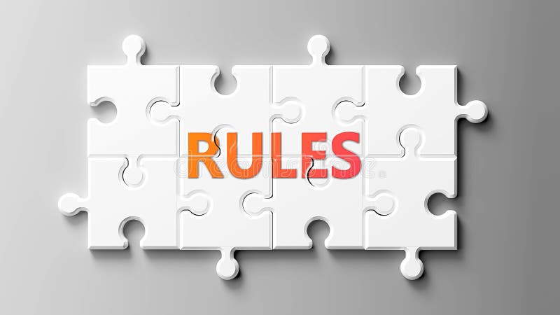 Rules Complex Like a Puzzle - Pictured As Word Rules on a Puzzle Pieces ...