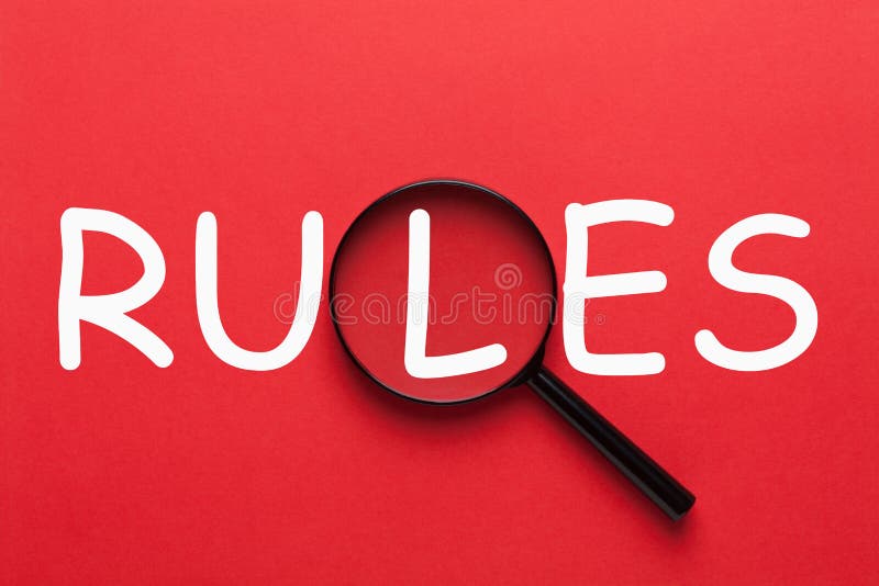 Rules Written on Red Background Stock Photo - Image of moral ...