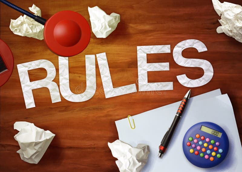 Rules Desktop Memo Calculator Office Think Organize Stock Image - Image ...