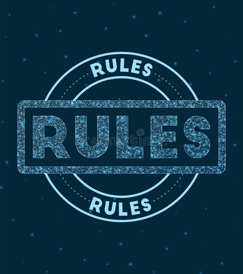 Rules. Glowing round badge stock vector. Illustration of line - 188987429