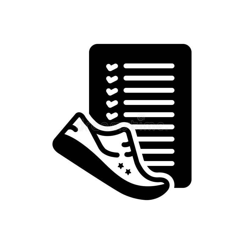 Black Solid Icon for Rules, Shoes and List Stock Illustration ...
