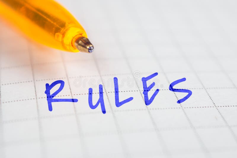 Rules Text Notebook Pen Background Stock Image - Image of follow ...