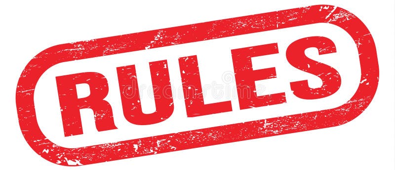 RULES, Text on Red Rectangle Stamp Sign Stock Illustration ...