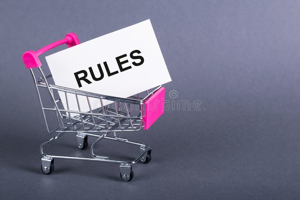RULES Text on a White Paper on Shopping Trolley Stock Image - Image of arranged, legal: 268088351