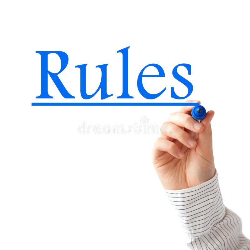 Rules Text and Writing Hand Stock Image - Image of isolated, concept ...