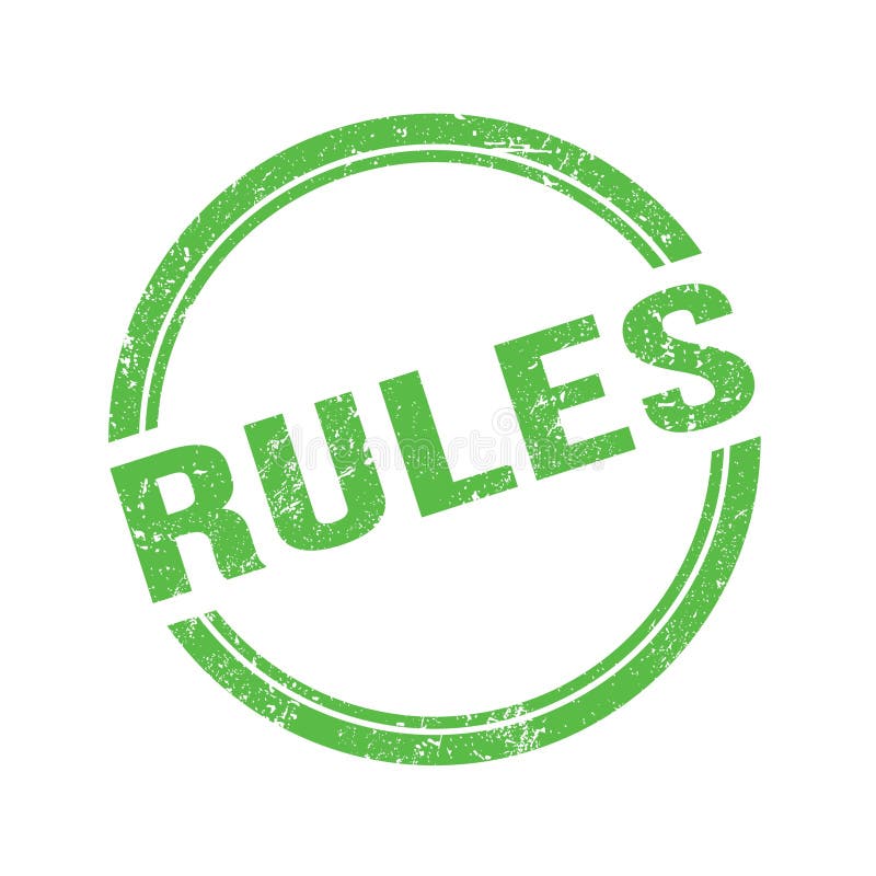 RULES Text Written on Green Grungy Round Stamp Stock Illustration ...