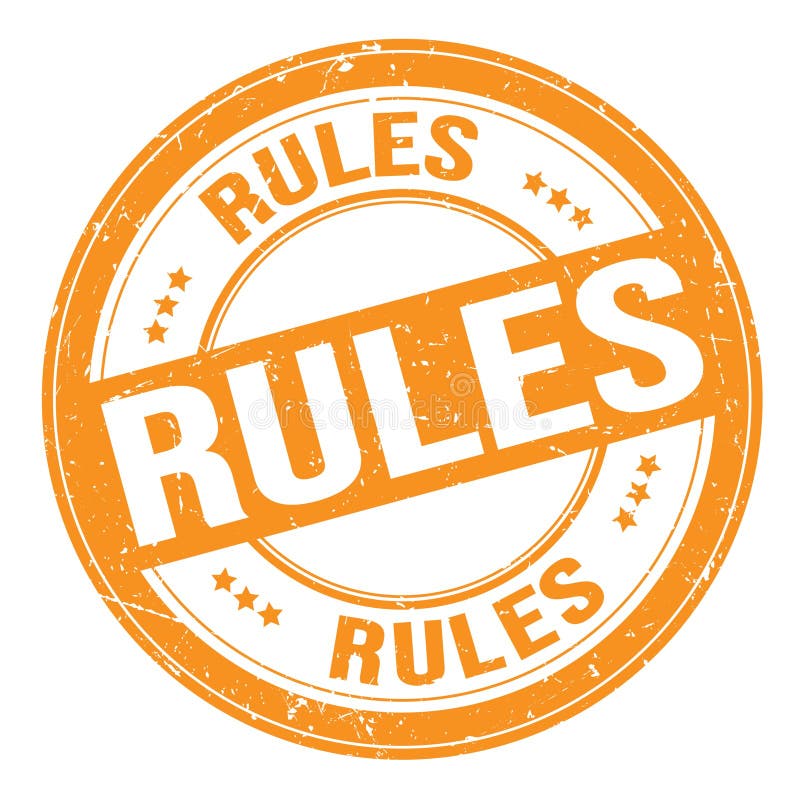 RULES Text Written on Orange Round Stamp Sign Stock Illustration ...