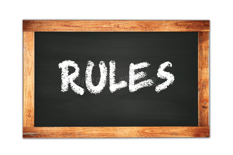 RULES Text Written on Wooden Frame School Blackboard Stock Image ...
