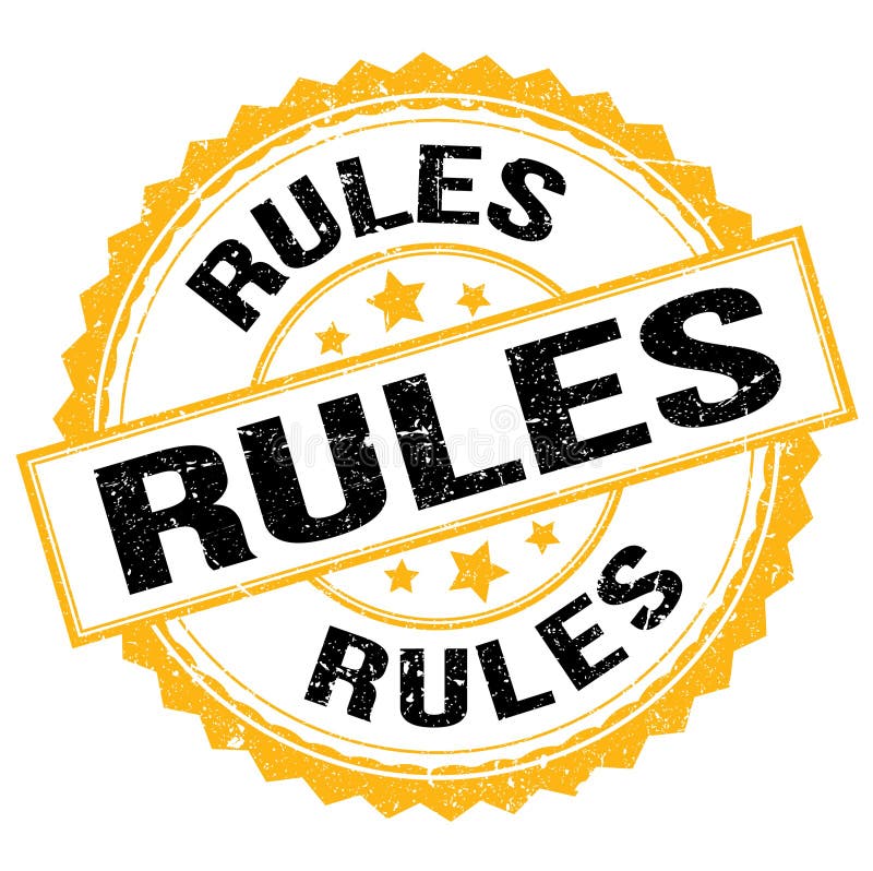 RULES Text on Yellow-black Round Stamp Sign Stock Illustration ...