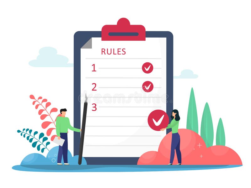 Rules Vector Illustration. Flat Tiny Rules Checklist Persons Concept ...