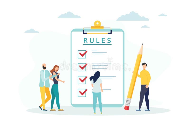 Rules Vector Illustration. Flat Tiny Regulations Checklist Persons ...