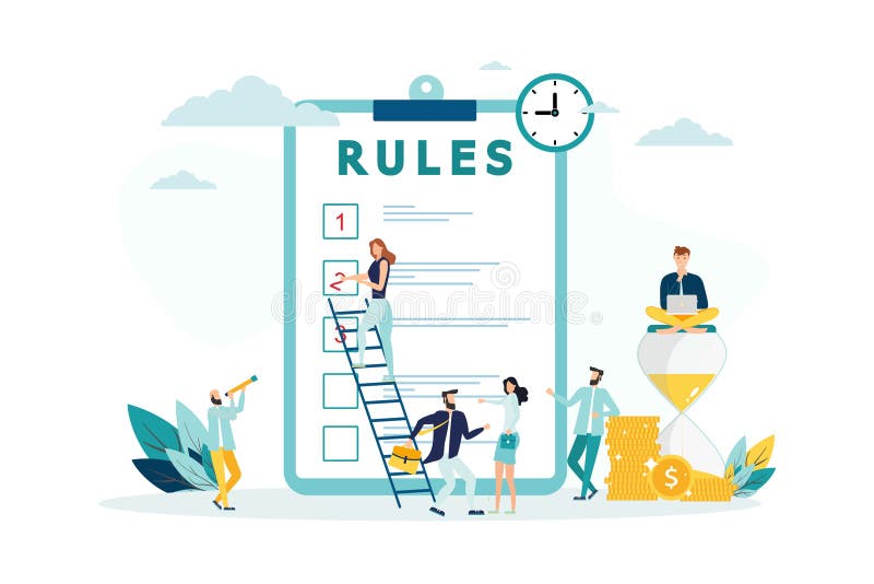 Rules Vector Illustration. Flat Tiny Regulations Checklist Persons ...