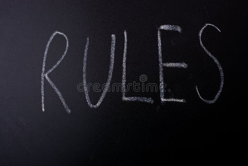 Rules Written with Chalk on Blackboard Stock Image - Image of class ...