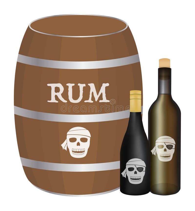 Rum barrel and rum bottle stock vector. Illustration of buccaneer ...