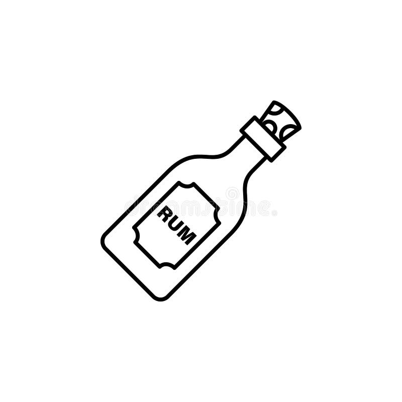 Rum, Bottle, Pirate Icon. Element of Pirate Thin Line Icon Stock ...