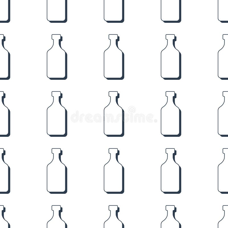 Rum Bottles Seamless Pattern. Line Art Style. Outline Image. Black and ...