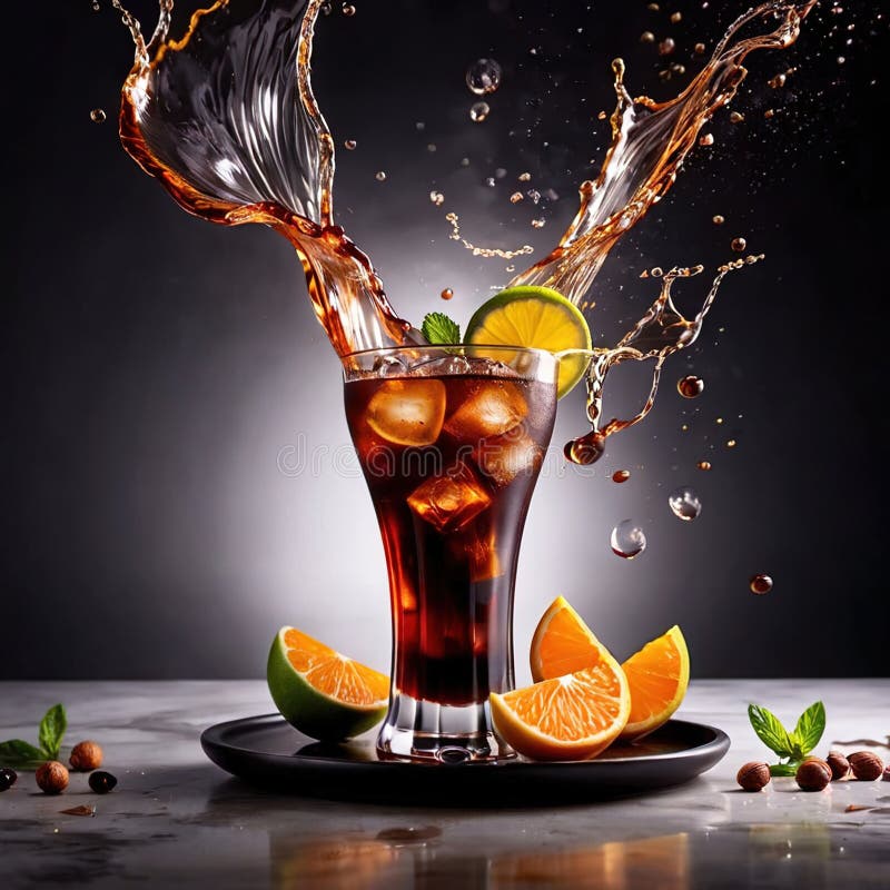 Rum and Cola Cocktail, Mixed Alcoholic Drink Served in Glass Stock ...