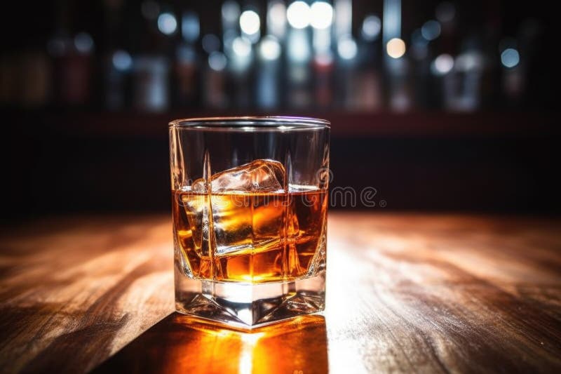 Rum in a Glass Under Bright Light Stock Photo - Image of beverage ...