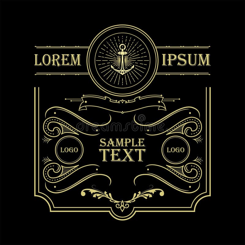 Rum Label Retro Design with Anchor on it Stock Vector - Illustration of ...