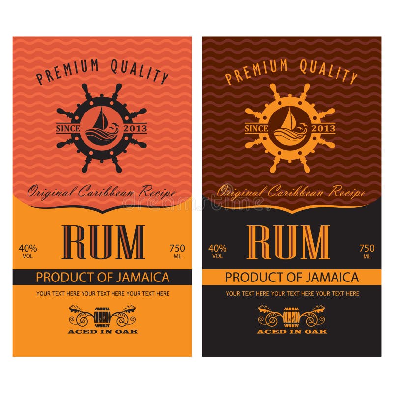 Rum labels set stock vector. Illustration of alcohol - 214669784