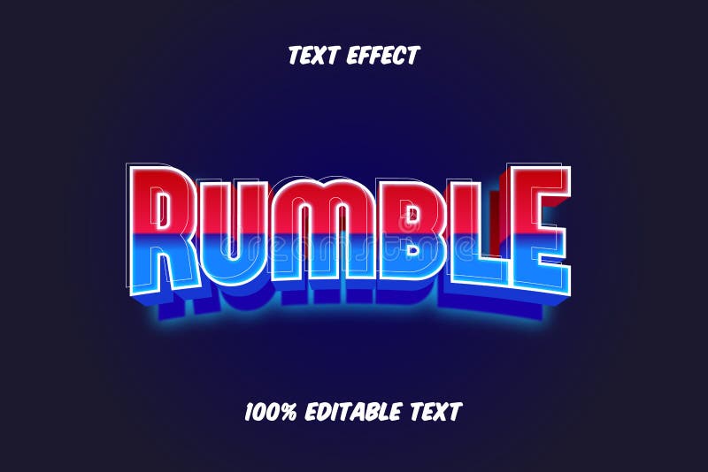Rumble Editable Text Effect Red Blue Color Stock Vector - Illustration ...