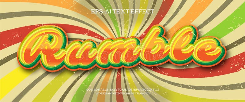 Rumble Text Effect in Retro Vintage Editable Style Stock Vector ...