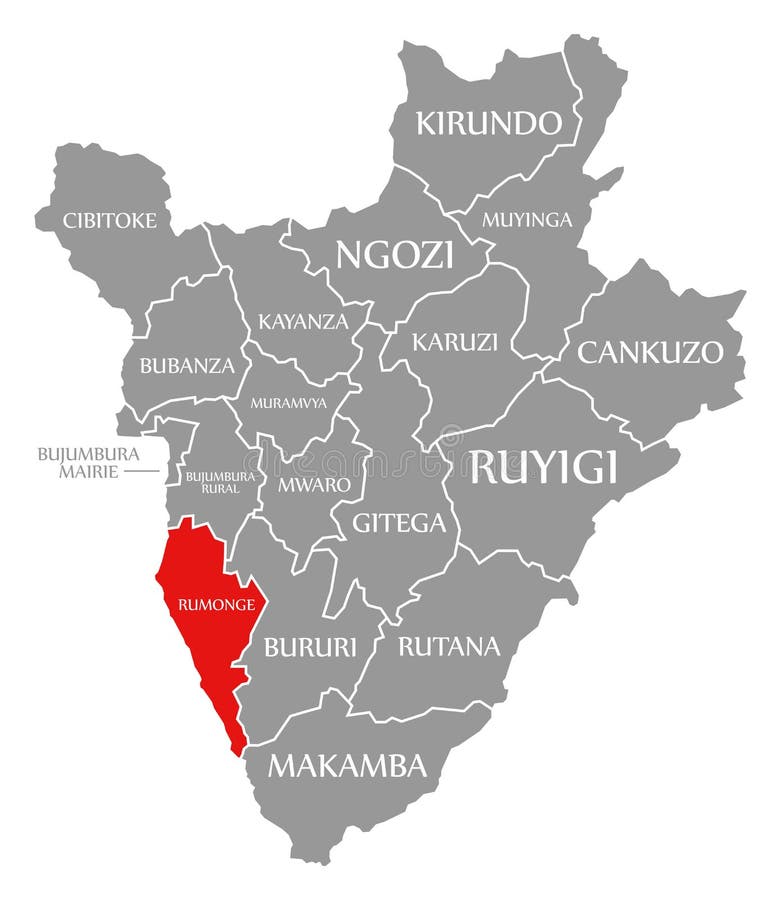 Rumonge Red Highlighted in Map of Burundi Stock Illustration ...