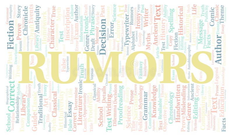 Rumors Typography Word Cloud Create with the Text only Stock ...