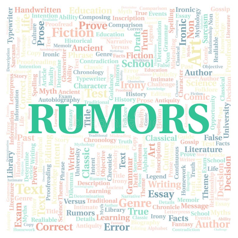 Rumors Typography Word Cloud Create with the Text only Stock ...