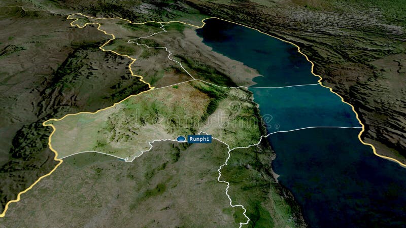 Rumphi, Malawi - Highlighted with Capital. Satellite Stock Illustration ...