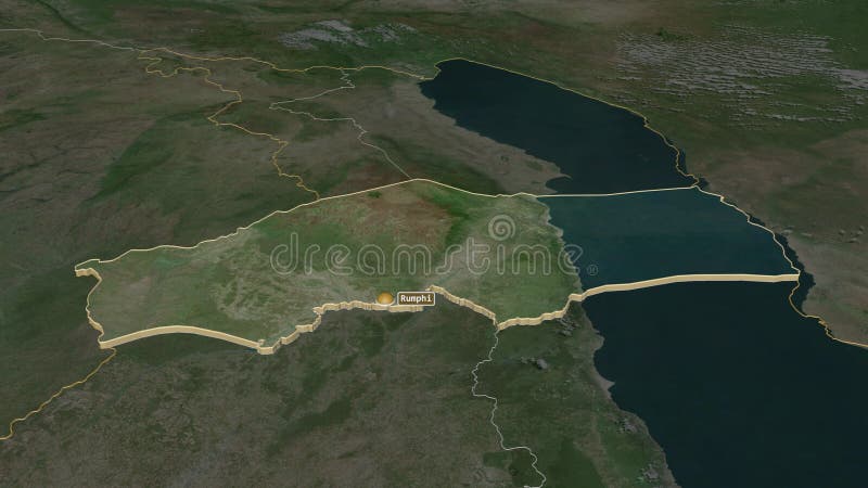 Rumphi, Malawi - Extruded with Capital. Satellite Stock Illustration ...