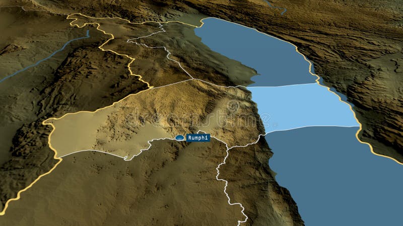 Rumphi, Malawi - Highlighted with Capital. Physical Stock Illustration ...