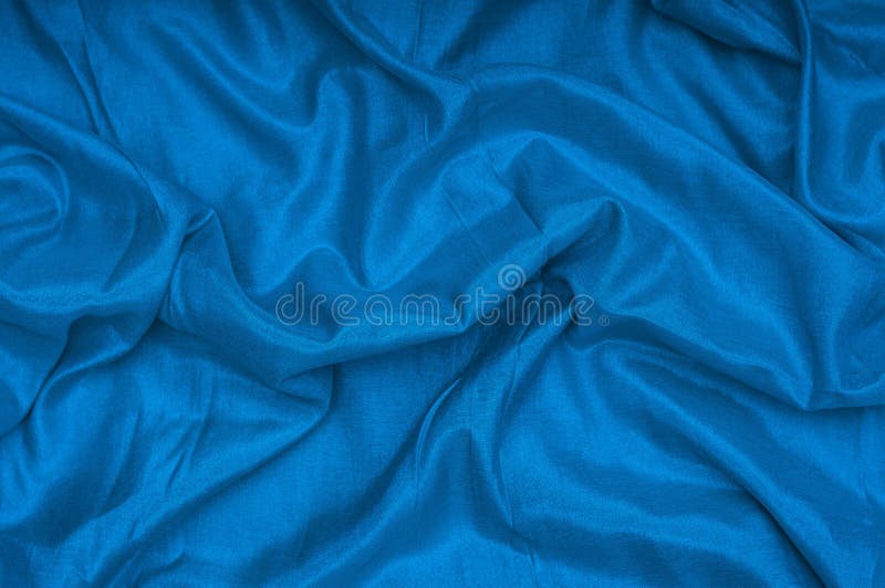 Rumpled Silk Blue Fabric Texture. Classic Blue Background Stock Image ...