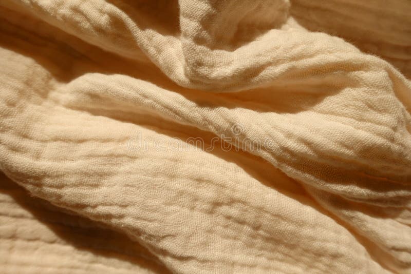 Rumpled Thin Beige Cotton Muslin Fabric Stock Image - Image of fashion ...