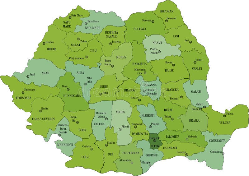 Rumunia Polityczna mapa ilustracji. Ilustracja złożonej z granica ...