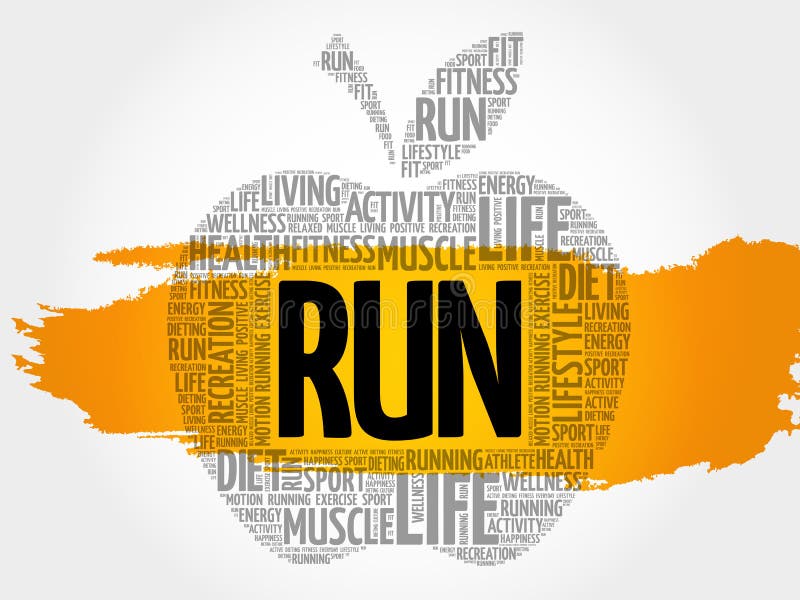 RUN apple word cloud stock illustration. Illustration of endurance ...