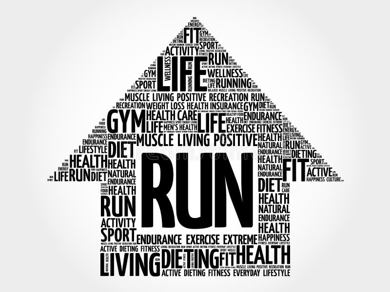RUN arrow word cloud stock illustration. Illustration of crowd - 206377780