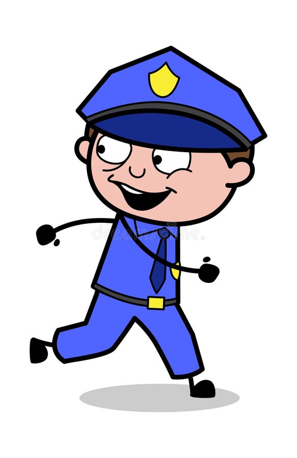 Run Away - Retro Cartoon Police Agent Detective Vector Illustration ...