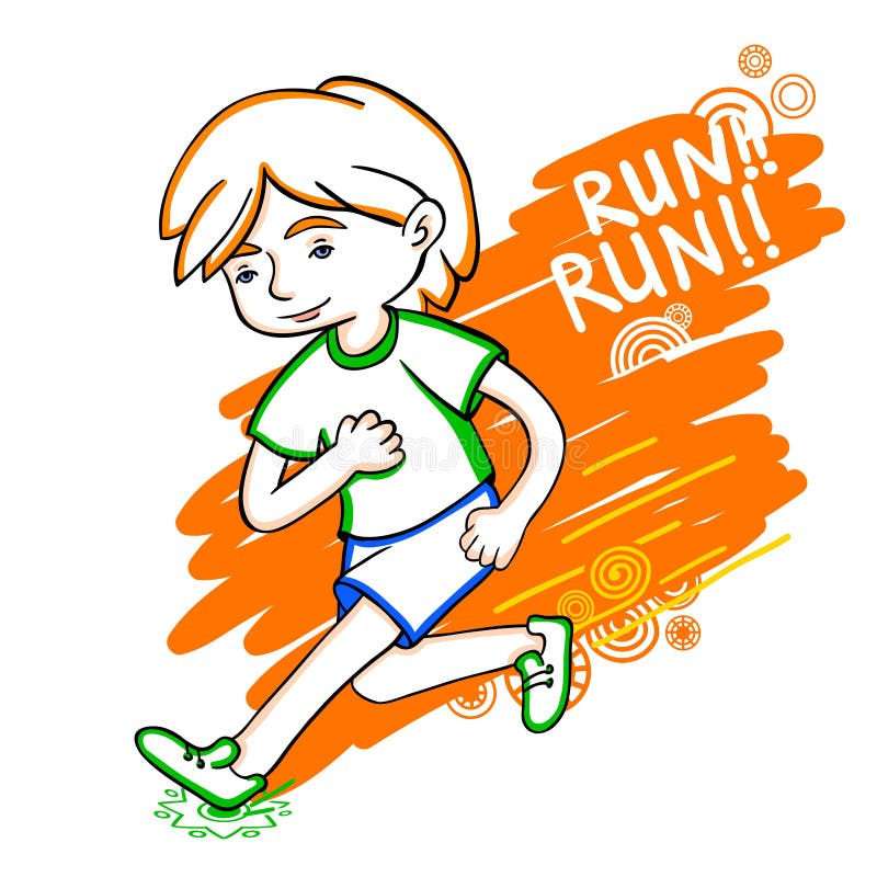 Run Boy Color Vector Illustration. Stock Vector - Illustration of ...