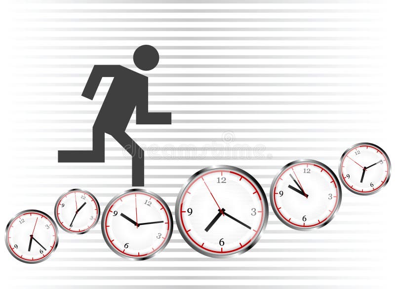 Symbol People Run a Race in Time on Clocks Stock Vector - Illustration ...
